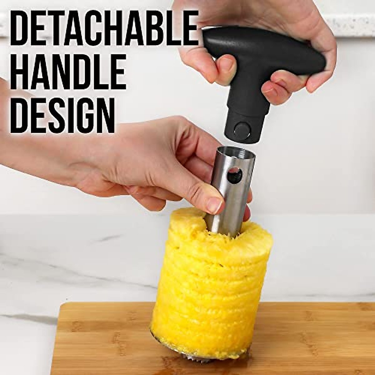 Pineapple Corer (Triple Reinforced Stainless Steel) with Eye Removal Tool - Pineapple Cutter with Reinforced Welding & Thick Blade - Pineapple Slicer and Corer Tool for Easy Core Removal by Zulay