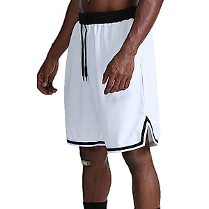 OPALOS 3 Pack Basketball Shorts for Men with Zipper Pockets,Active Athletic Shorts (Black.White.Grey, XXL)
