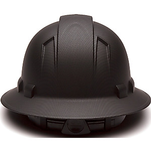 Pyramex Safety Ridgeline Full Brim Hard Hat, 4-Point Ratchet Suspension, Matte Black Graphite Pattern