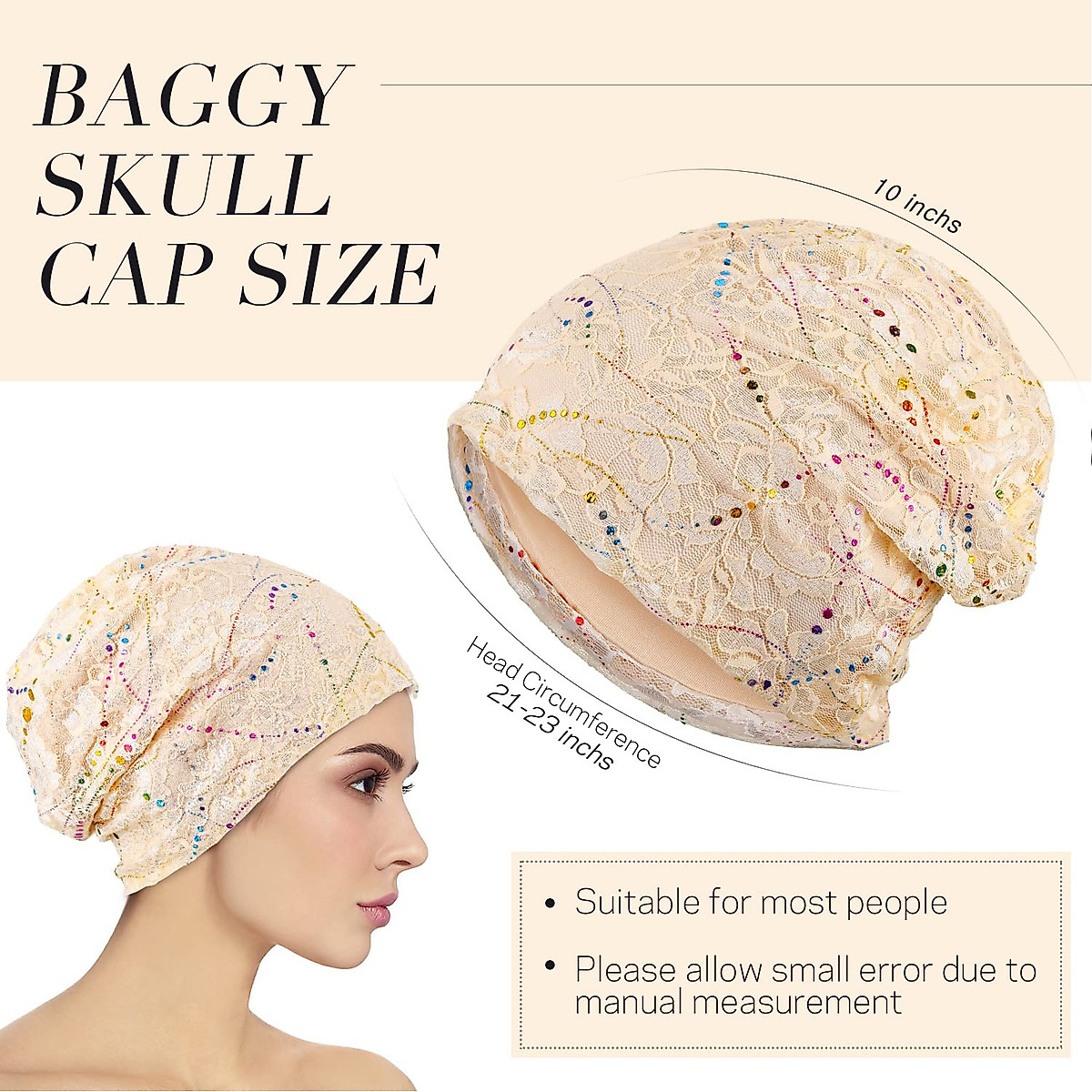 SATINIOR 5 Pieces Women's Slouchy Beanie Chemo Hat Stretch Cancer Head Wraps Sleep Head Scarf for Cancer Patient Multicoloured