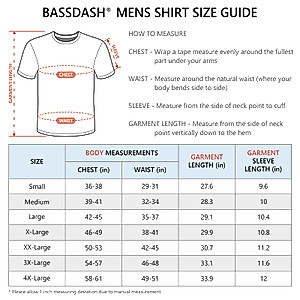 BASSDASH Men’s UPF 50+ Sun Protection Fishing Shirt Short Sleeve UV T-Shirt