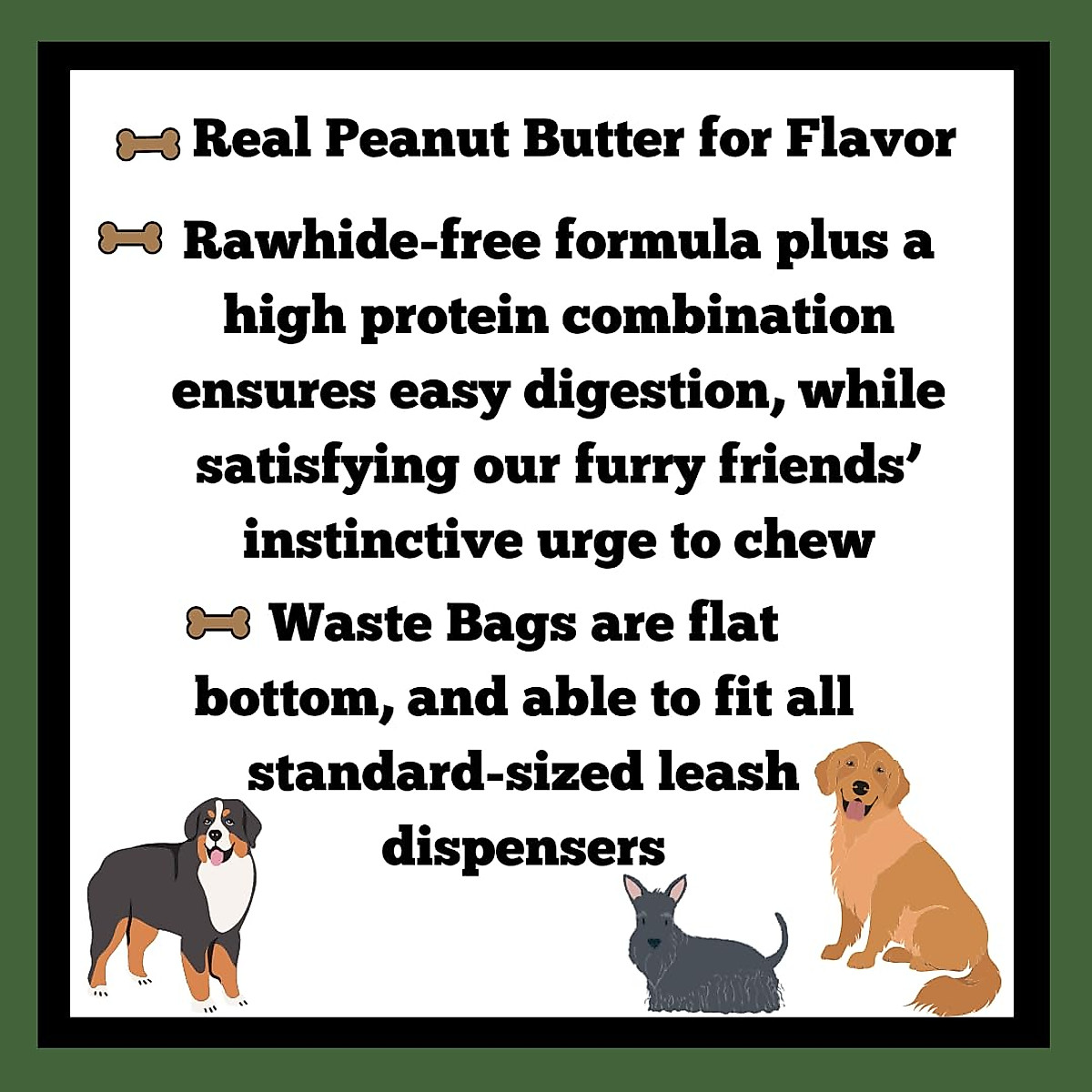 AccessiPets Dog Chew Bundles for Small & Medium Dogs, Rawhide Free Alternative 5 in Retriever Sticks Bundle with 1 Dog Waste Roll, Dental Rolls for Moderate Chewers (Peanut Butter, 10 Count)