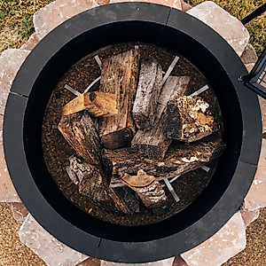 Ash & Ember 32" Wagon Wheel Fire Grate, High-Efficiency Smoke-Free Fireplace Log Grate, Decorative Wood Burning Lifted Grate Pit, Sandblasted Steel with Light Oil Coating