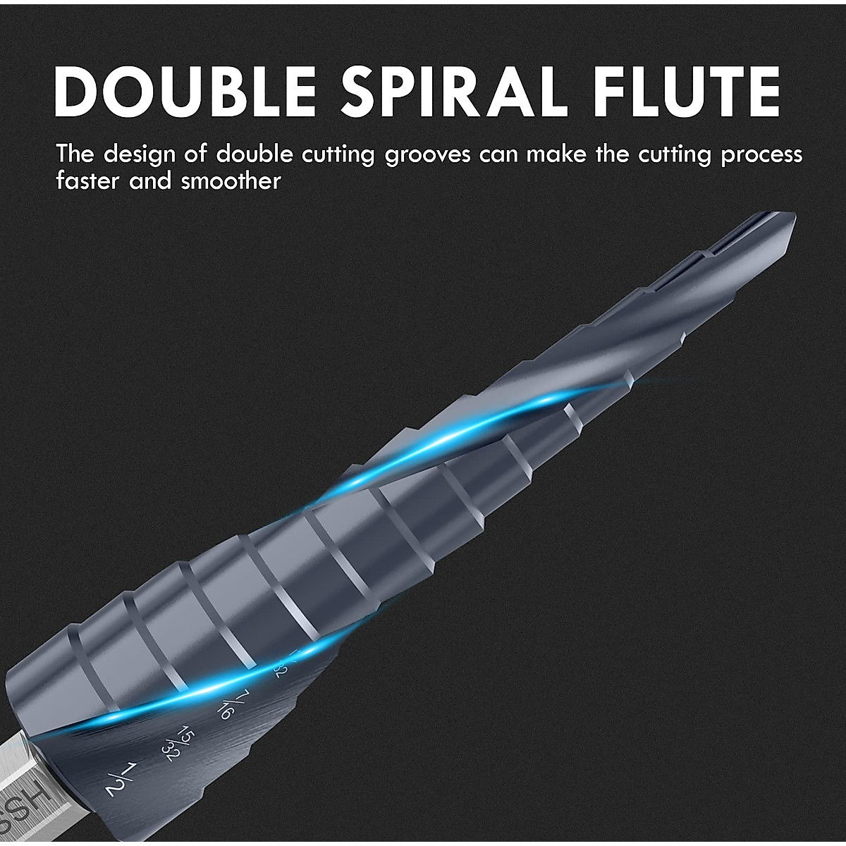 MACXCOIP Upgrade M35 Cobalt Step Drill Bit with Ultra TiAIN Coating, 1/8"-7/8" (3PCS) Unibit Step Bit with Double Sprial Flute, 1/4" Hex Shank for Metal, Stainless Steel, Aluminum, Copper, Wood