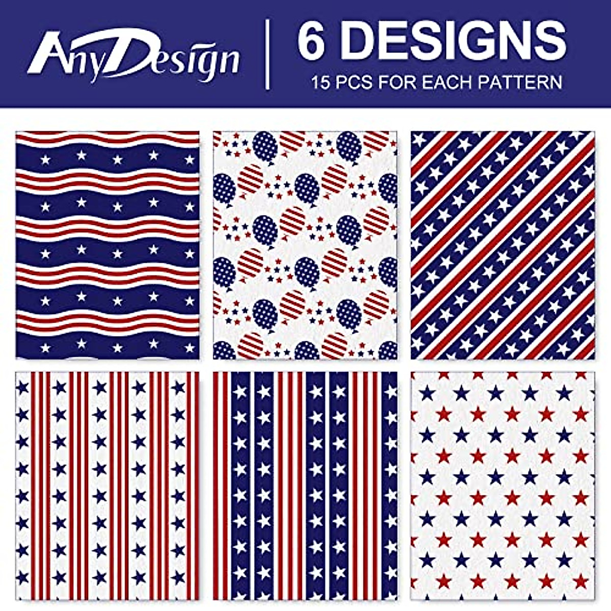 AnyDesign Patriotic Tissue Paper 90 Sheet Stars Stripes Balloon Tissue Paper 4th of July American Flag Wrapping Paper Holiday Art Tissue for Independence Day Memorial Day DIY Supplies, 14 x 20 Inch