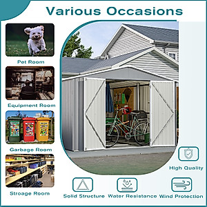Large Outdoor Storage Shed, 10' X 12' Metal Galvanized Steel Garden Shed with 4 Vents, Utility Tool Shed Storage House for Backyard, Patio, Lawn