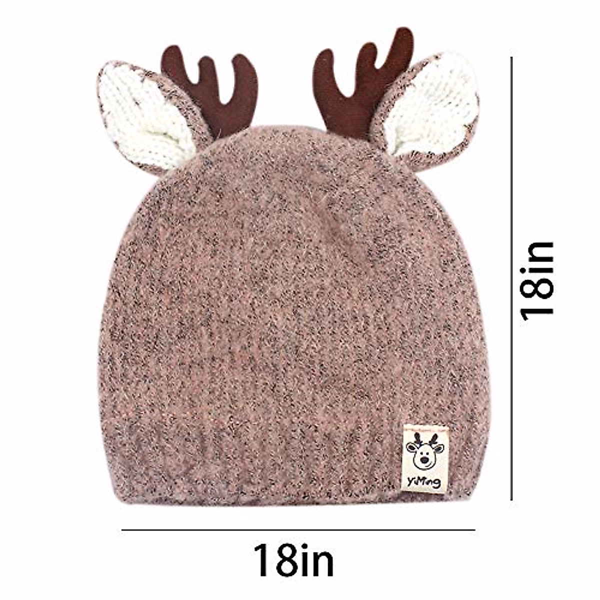 Cute Reindeer Antlers Baby Beanie Soft Warm Crochet Knitted Hat for Toddler Girls Boys Pink