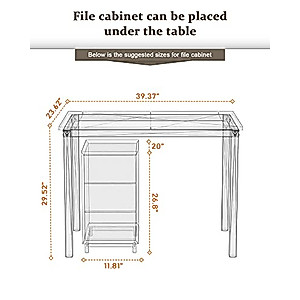 Teraves Computer Desk/Dining Table Office Desk Sturdy Writing Workstation for Home Office (39.37“, Black Oak)