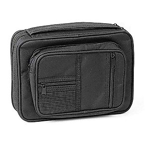 Black Reinforced Canvas Bible Cover Case with Handle and Stationary, X-Large