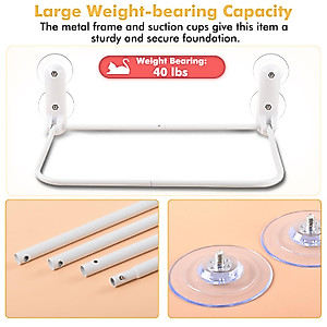 Zoratoo Cat Window Perch, Cordless Cat Hammock Window Seat with Cozy Pad Bed Cover for Indoor Cats, Durable Metal Frame Support Cat Bed with 4 Suction Cups for Large Cats (Cushion Pad Bed - Grey)