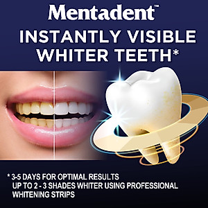 Mentadent Teeth Whitening Strips - 24 Strips (12 Day Treatment) with Coconut Oil for Sensitive Teeth & Gum, Enamel Safe, Non-slip Technology, Teeth Whitening for Stains of Coffee, Smoking, No Parabens