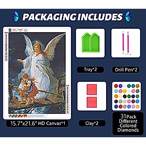 JesMolla 5D DIY Diamond Art Painting Kits for Adults, Large Size Full Drill Diamond Arts Rhinestone Pasted, DIY Painting Diamonod Dot Arts Crafts for Home Wall Decor Gift, 15.8”x21.6” (Angel Bless)