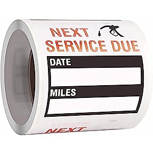100 Pieces Oil Change Stickers，Service Reminder Labels, Auto Maintenance Service Due Reminder Stickers Labels，2 x 2 Inch, 1 Roll (Black)