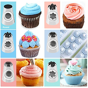 12PCS Large Piping Tips Set, Stainless Steel frosting tips with Reusable Pastry Bag, Cake Decorating Tips Set for DIY Pastry Dough, Cookie, Cupcake, Cake