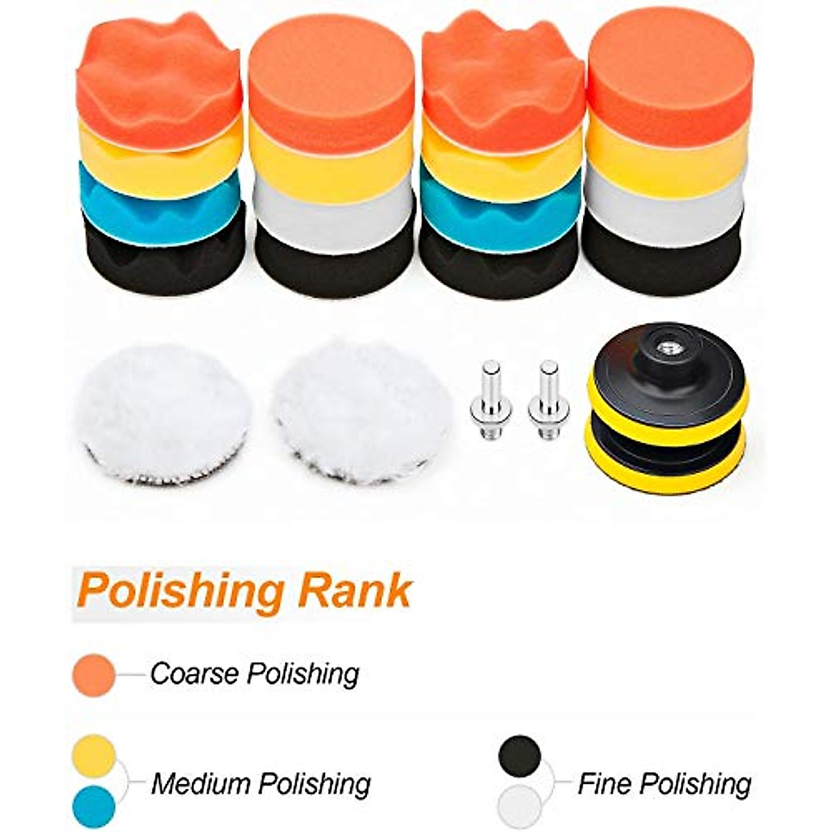 3 Inch Buffing and Polishing Pads Kit 11PCS Buffing Pads with Drill Adapter Foam Polisher Pad for Car Waxing
