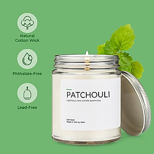 1OAK Soy Wax Scented Candles (Patchouli) - Soy Candles for Home Scented - Long Burning Candles Premium - Hand-Poured (9oz.)