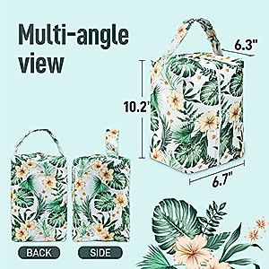 Pedobi 2 Packs Reusable Cloth Diaper Wet Dry Bags - Large Hanging Wet Bags with Buttons for Stroller - Waterproof Pod Cloth Diaper Bag - Washable Wet Bag for Diapers, Travel, Pool (Flower)
