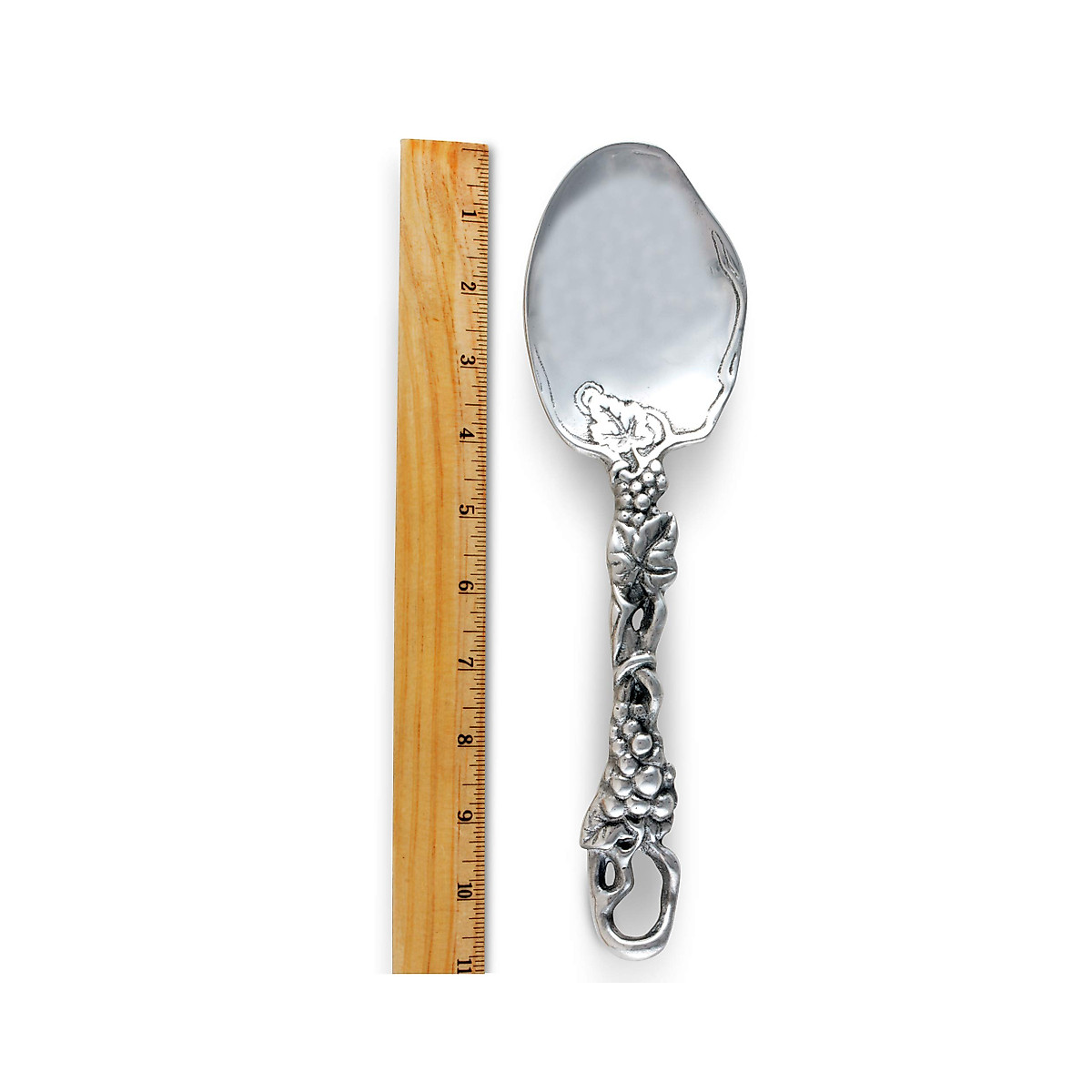 Arthur Court Designs Metal Buffet Serving Spoon in Grape Pattern Sand Casted in Aluminum with Artisan Quality Hand Polished Designer Tarnish-Free 11.5 inch Long