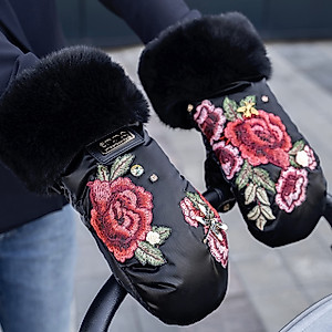 Warm Muff Stroller Gloves, Wind and Watert-Resistant, with Universal Fit, Kids Baby Pram Stroller Accessory, Anti-Freeze Gloves, Best for Freezing Cold Winter Conditions, Spring Blossom