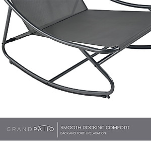 Grand patio Rocking Chair Indoor and Outdoor, Metal Patio Lounge Rocking Chair with Thick Cushion, Comfy Modern Rocker for Living Room Porch Backyard