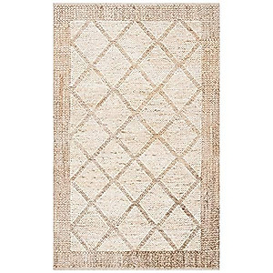 SAFAVIEH Kilim Collection Accent Rug - 3' x 5', Natural & Beige, Handmade Moroccan Jute, Ideal for High Traffic Areas in Entryway, Living Room, Bedroom (KLM457A)