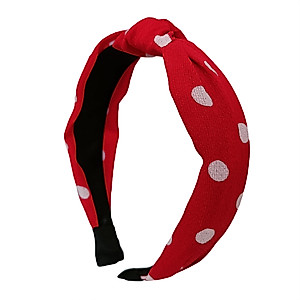 Qianuer Polka Dot Headband Knotted Hair Accessories Head Band Hoop for Women