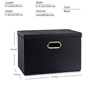 Golden Bauhinia Linen Fabric Collapsible Storage Bins with Lids - Multi-Purpose Organizer Containers for Home, Bedroom, Closet, Office, and Nursery (17.3’’x 11.8’’x 11.6’’)