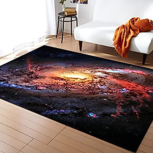 Oueoty Galaxy Space Area Rug 5x7ft/60x84in/152x213cm,Polyester Yoga Mat for Living Dining Dorm Room Bedroom Home Halloween Decor