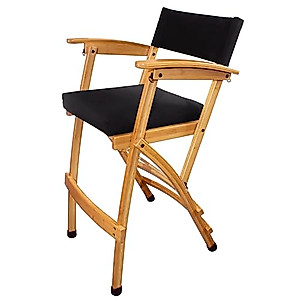 Hollywood Chairs Bamboo Wood Foldable Director's Chair, 32" Tall Folding Chair, Black