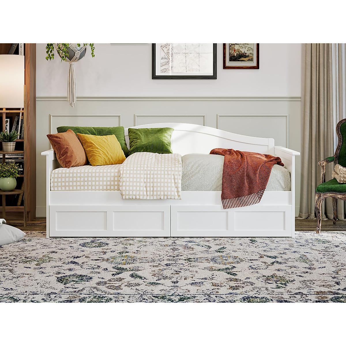 Acadia Twin Wood Daybed with Set of 2 Drawers in White