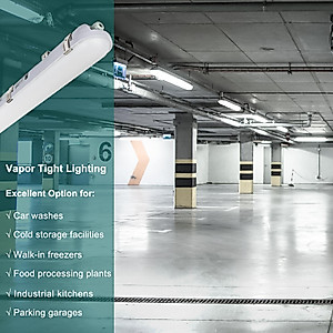 kadision 4ft LED Vapor Tight Light, 60W/50W/40W Wattage Selectable 7200lm 5000K 100-277V, 0-10V Dimmable Vapor Proof Lighting Fixture for Warehouses Car Washes, UL Listed 4-Pack