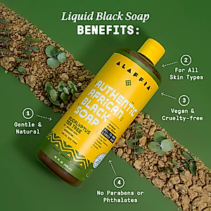 Alaffia Skin Care, Authentic African Black Soap, All in One Liquid Soap, Acne Face Wash, Moisturizing Body Wash, Shampoo, Shaving Soap, Shea Butter, Eucalyptus Tea Tree (2 Pack - 32 Fl Oz Ea)