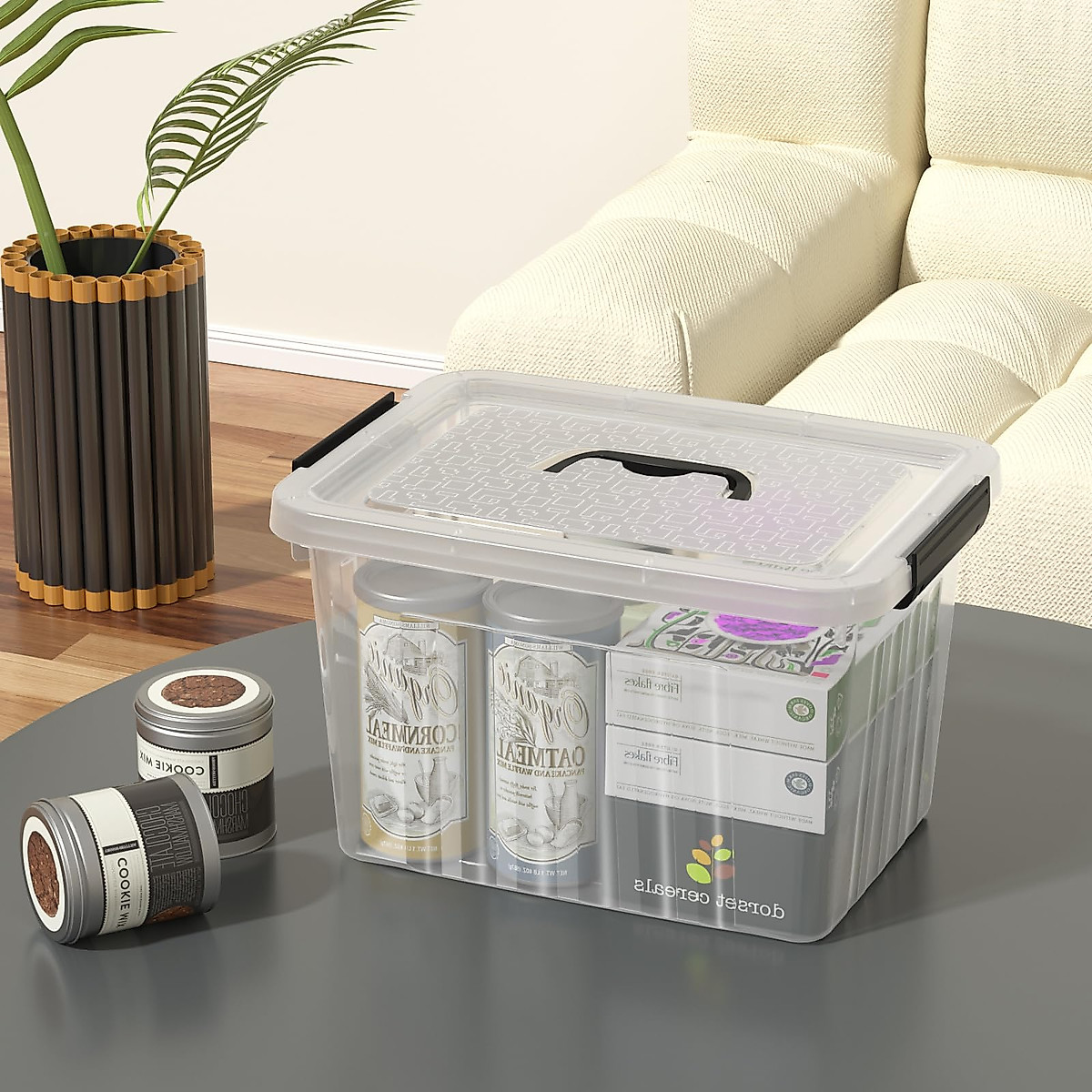 Ziglous 10 Quart Clear Plastic Storage Boxes with Handle, 4-Pack Clear Plastic Storage Bins with Lids