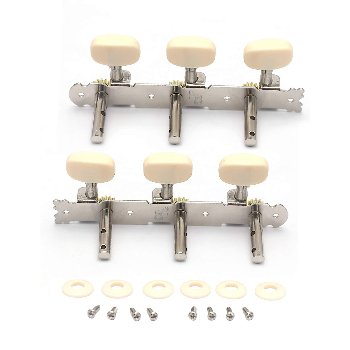 Metallor 3 on a Plank Guitar Tuning Pegs Chrome Plated Machine Heads Tuning Keys Tuners Single Hole for Classical Guitar 3L 3R. (G326)