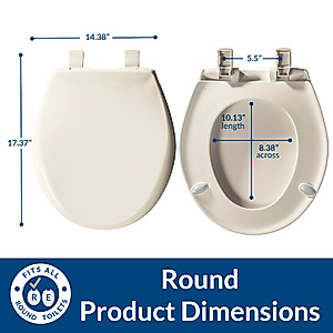 MAYFAIR 887SLOW 346 Affinity Slow Close Removable Plastic Toilet Seat that will Never Loosen, Providing the Perfect Fit, ROUND, Long Lasting Solid Plastic, Biscuit