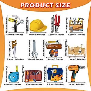 Suzile 36 Pcs Christmas Construction Tools Ornament Wooden Hanging Handyman Belt Board Wood Axe Plier Hammer Tool Christmas Tree Ornament for Xmas Party Holiday Decor