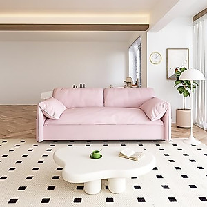 FANYE 3 in 1 Oversized Loveseat Sleeper Sofa W/Pull Out Couch Bed and Padded Armrests Convertible Queen Size Sofabed for Home Office Apartment Living Room(Available in Black/Gray/Beige/Pink)