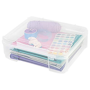 IRIS USA SBC-450 Portable Project Case for 12" x 12" Scrapbooking Paper, 17” X 15”, Clear