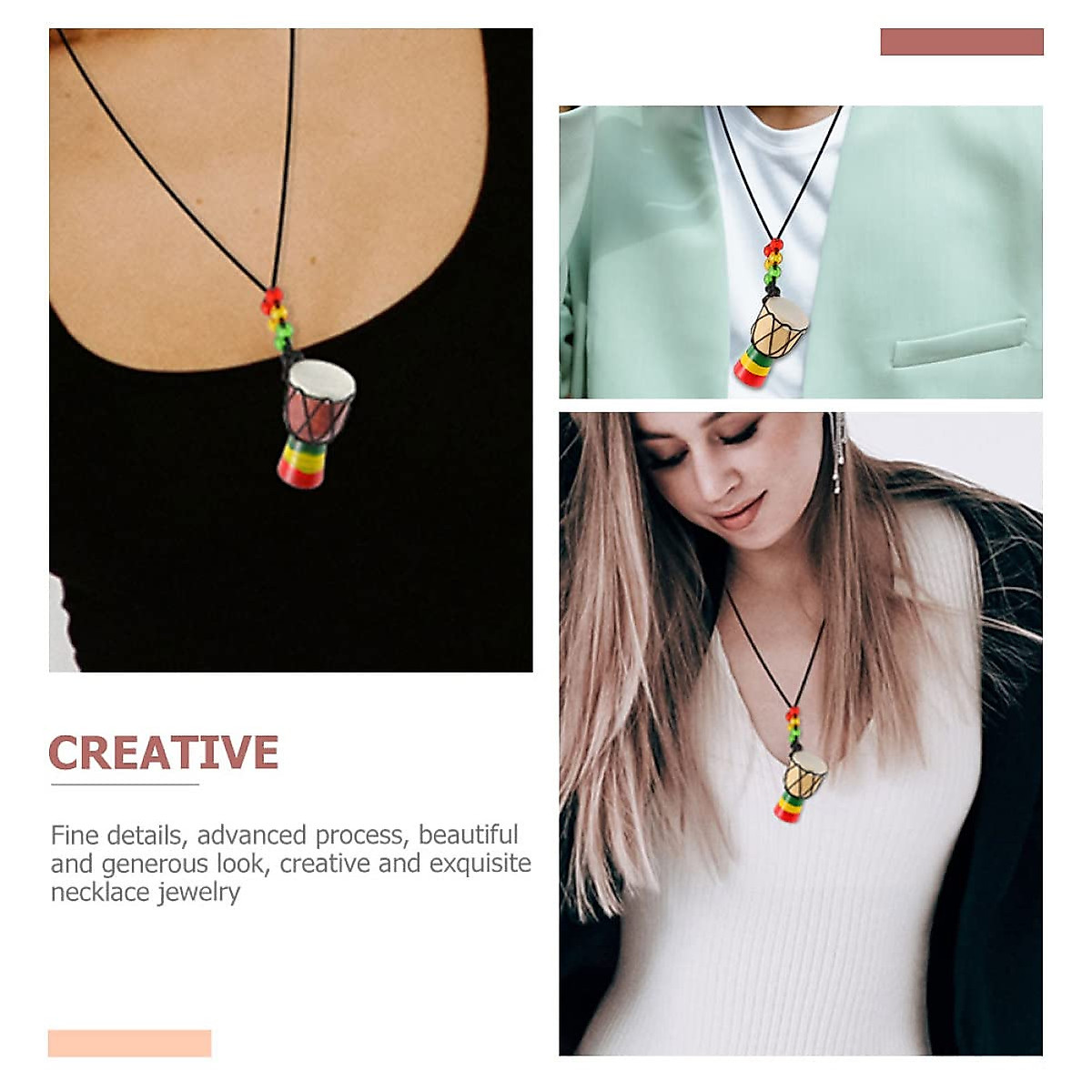 Milisten 28 Pcs African Tambourine Pendant Mini African Drum Pendant Drum Player Necklace African Drum Craft Para Hombres Personalized Drum Necklace Pendant Log Congo Wood Man