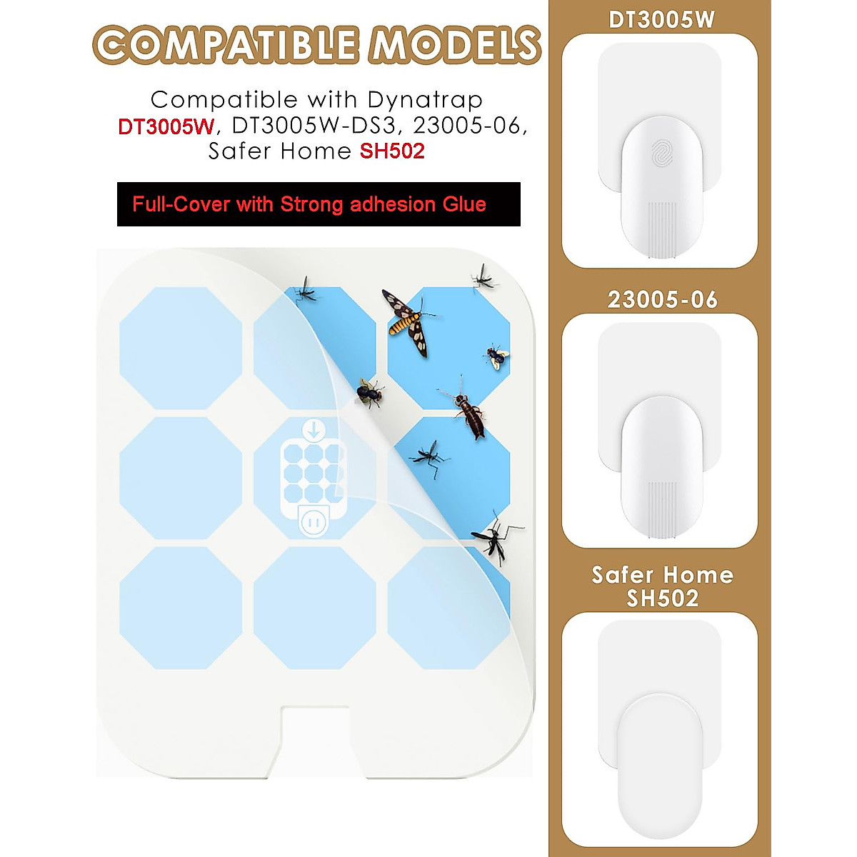 TINDTOP 24 Pack Refills Glue Cards for Safer Home, Compatible with SH502, SH503, 23005-06 and DT3005W, DT3005W-DS3 Dot Plug-in Indoor Replacement Sticky Glue Boards