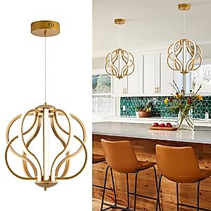 CHYING Modern LED Chandelier Remote Control 10-Light Gold Chandelier Dimmable Pendant Light for Dining Room Kitchen Foyer Entryway 3000K-6000K