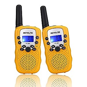 Retevis RT388 Walkie Talkies for Kids,22CH Long Range Walkie Talkie,Toys with Flashlight,Birthday Gifts Boys Girls Outdoor Indoor Cosplay Camping Hiking(Yellow,2 Pack)