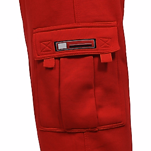 NE PEOPLE Men’s Cargo Pants – Lightweight Comfy Jogger Sweatpants Fleece Elastic Waistband Workout Casual Active Sports NEMP17 Red 4XL