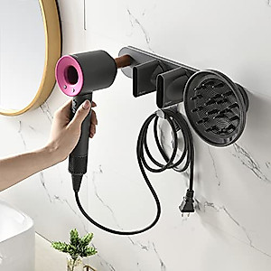 SINGSUO Hair Dryer Holder for Dyson, Wall Mount Blow Dryer Holder for Dyson, Magnetic Hair Dryer Wall Bracket, Hair Dryer Hanger, Hair Dryer Organizer for Dyson (Large, Gray)