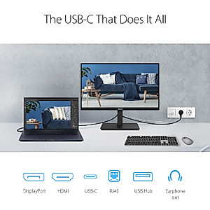 ASUS 27” 1080P Docking Monitor (VA27ECPSN) – Full HD, IPS, 75Hz, Adaptive-Sync, Speakers, Eye Care, Low Blue Light, Flicker Free, RJ45, USB-C, DisplayPort, HDMI, Height Adjustment, VESA Wall Mountable