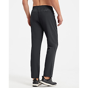 BIYLACLESEN Sweatpants for Men Joggers with Pockets Track Athletic Workout Pants Lightweight Quick Dry Fit Pants Waterproof Hiking Pants Black 40