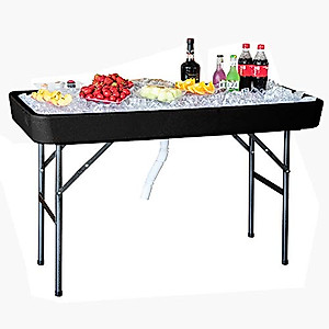 Modern Home 4' Portable Folding Party Ice Bin Table with Skirt - Black
