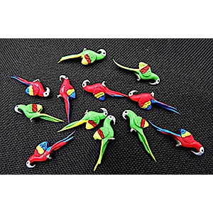 1shopforyou Mixed 2 Colour Lot of 12 Miniature Parrot Bird Outdoor Patio Decor Fairy Garden Supplies Animal Figurine Furniture Dollhouse