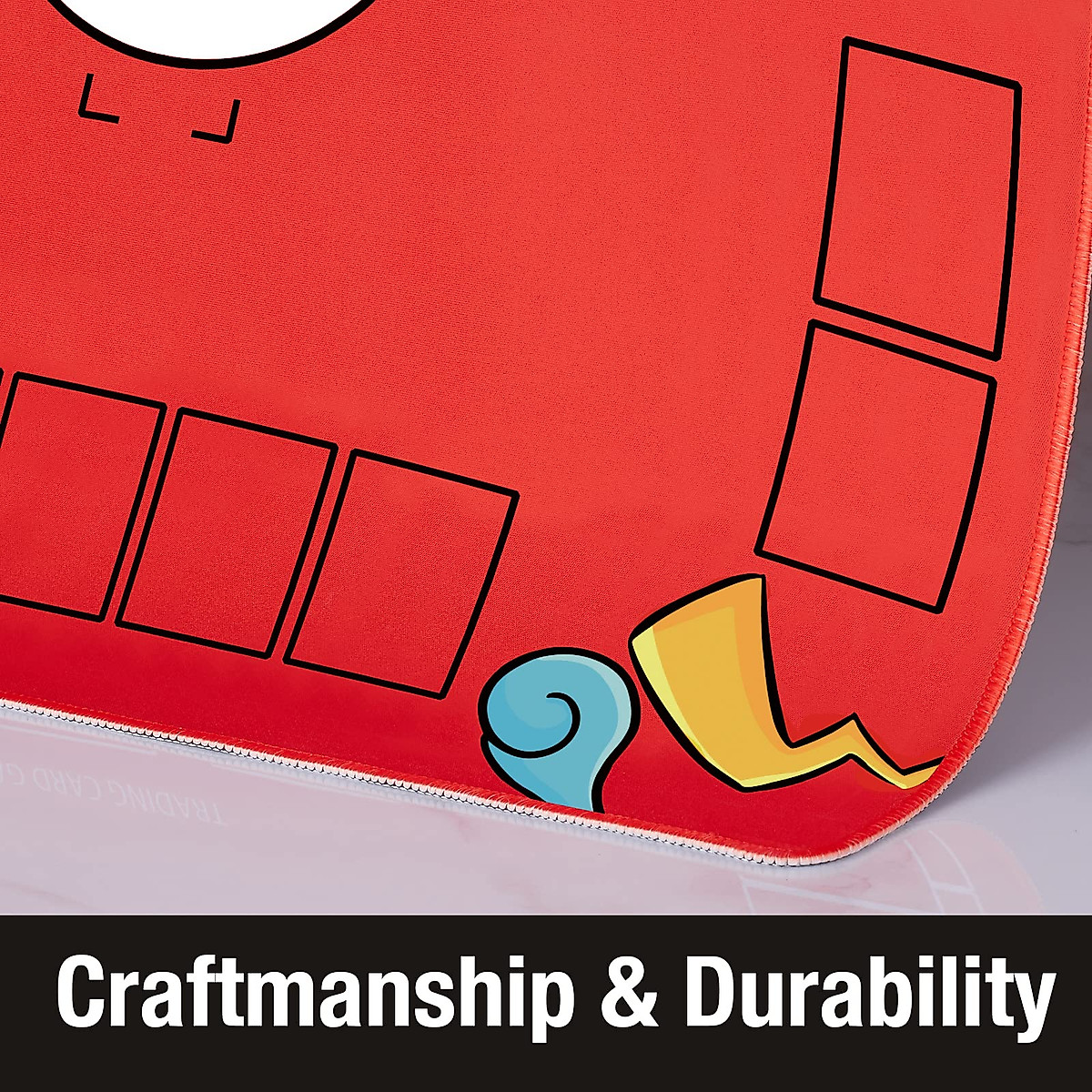 Biouai Playmat for Card Game with Tube - Stitched Play Mat for Card Gameplay with Zones, 2 Player Trainer Game Playing Mat (red)