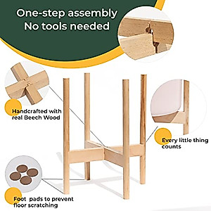 Bees & Buds Plant Stands for Indoor Plants - Mid-Century Modern Tall Plant Stand - 10 inch Bamboo Pot Planter Holder - Flower Planters Holders - EXCLUDING Plant Pot